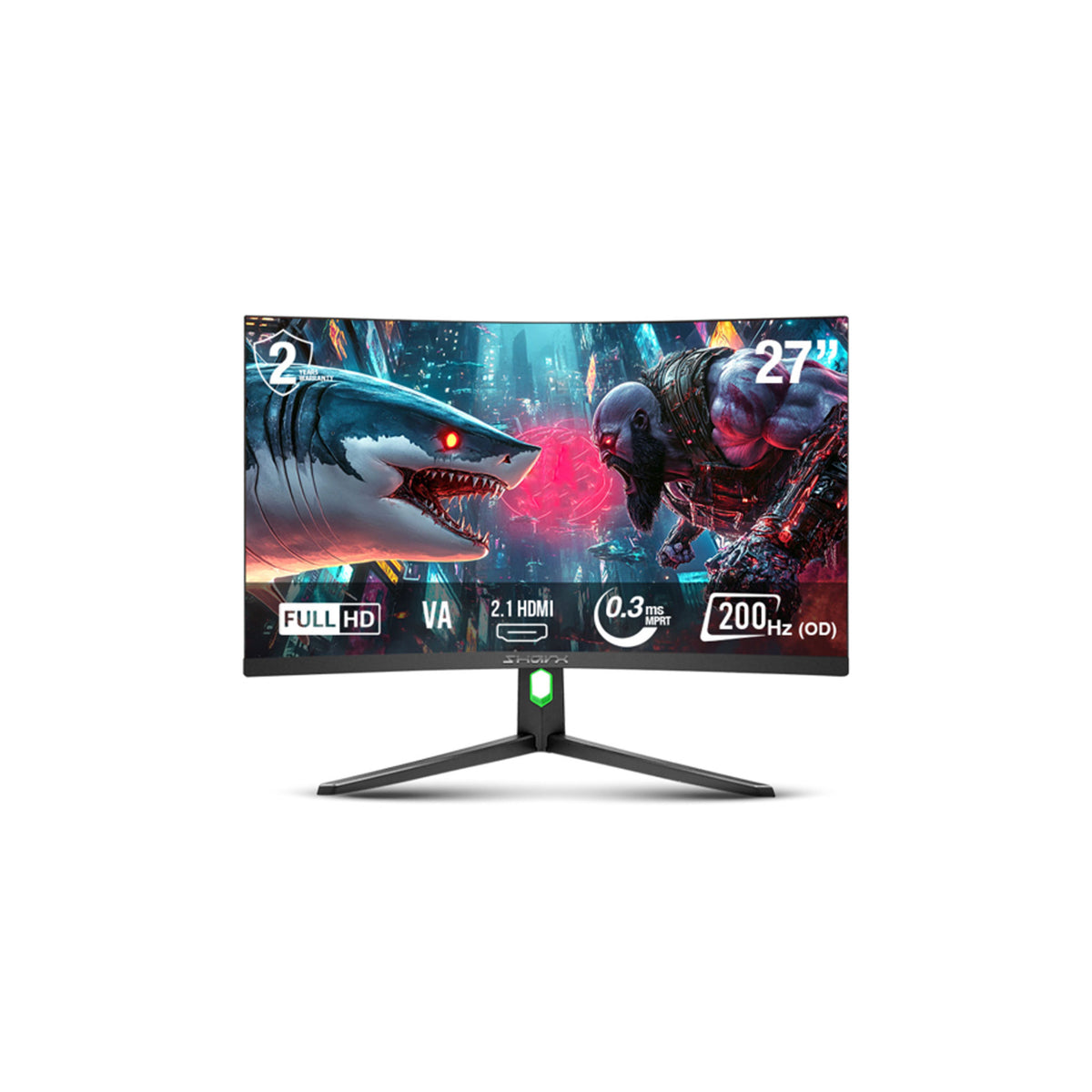 SharX Jaws Gaming Monitor - 27 Inch Curved FHD - 200Hz - HDMI 2.1 - Wi ...