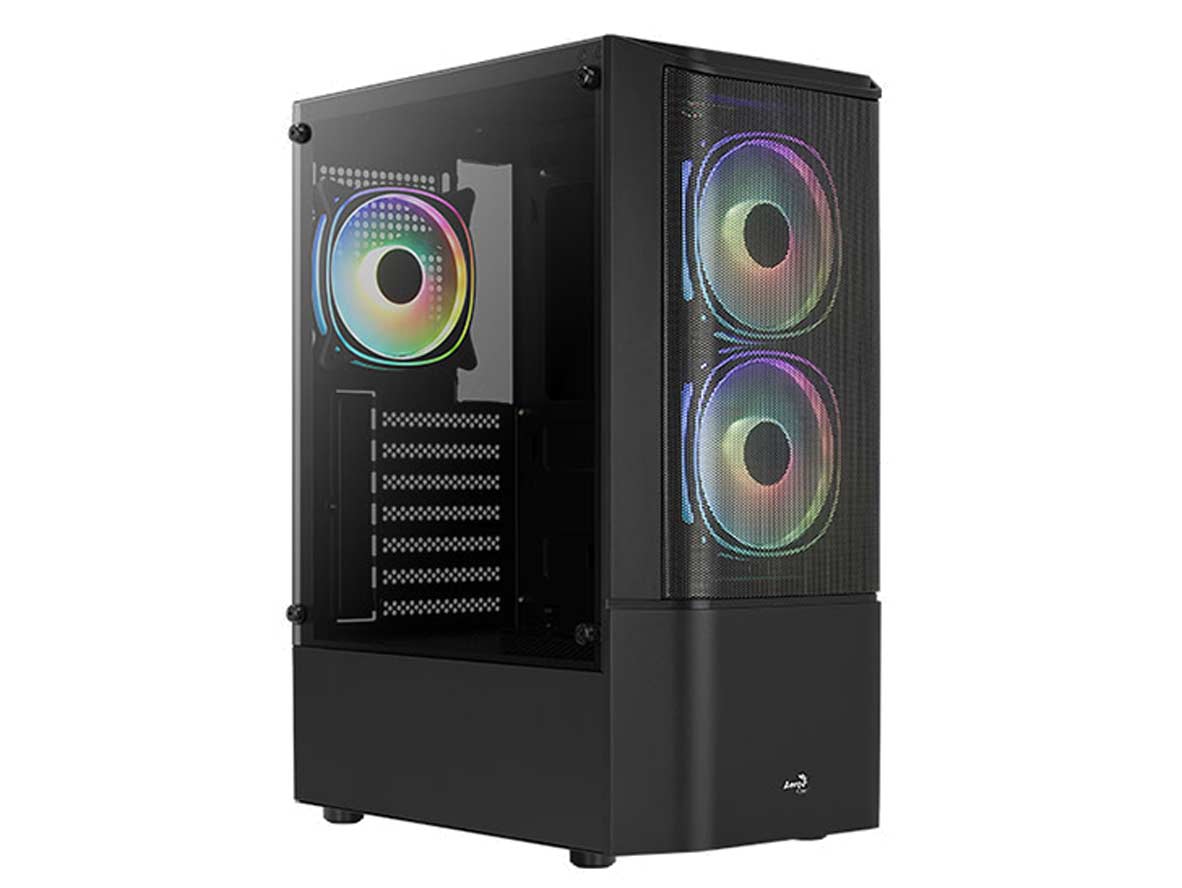 علبة ألعاب Aerocool Quantum Mesh-G-BK-V3 RGB Mid Tower إصدار زجاجي ...